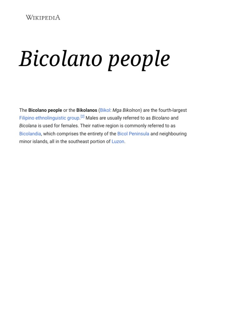 Bicolano People - Wikipedia | PDF