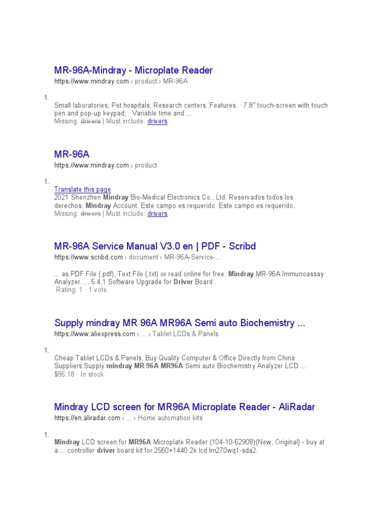 MR-96A-Mindray - Microplate Reader: Missing: Drivers - Must Include ...