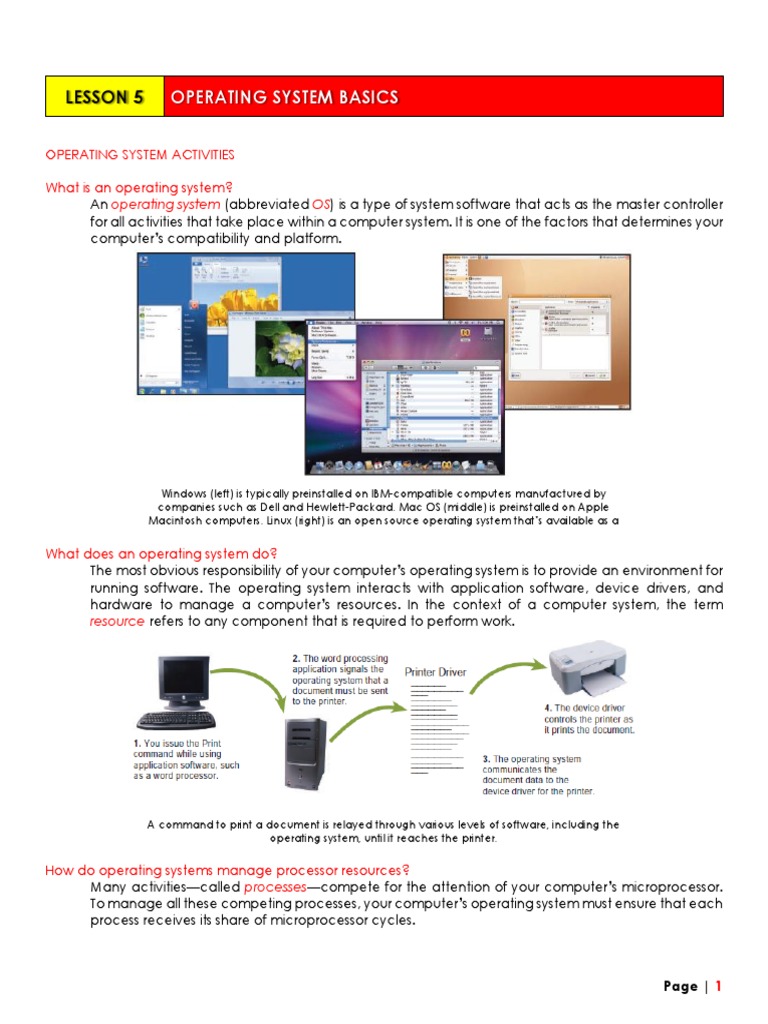 Operating System Basics: Lesson 5 | PDF | Booting | Graphical User Interfaces