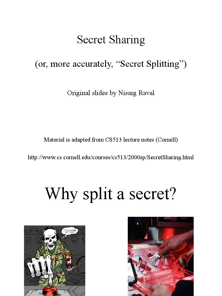 Secret Sharing: (Or, More Accurately, "Secret Splitting") | PDF ...