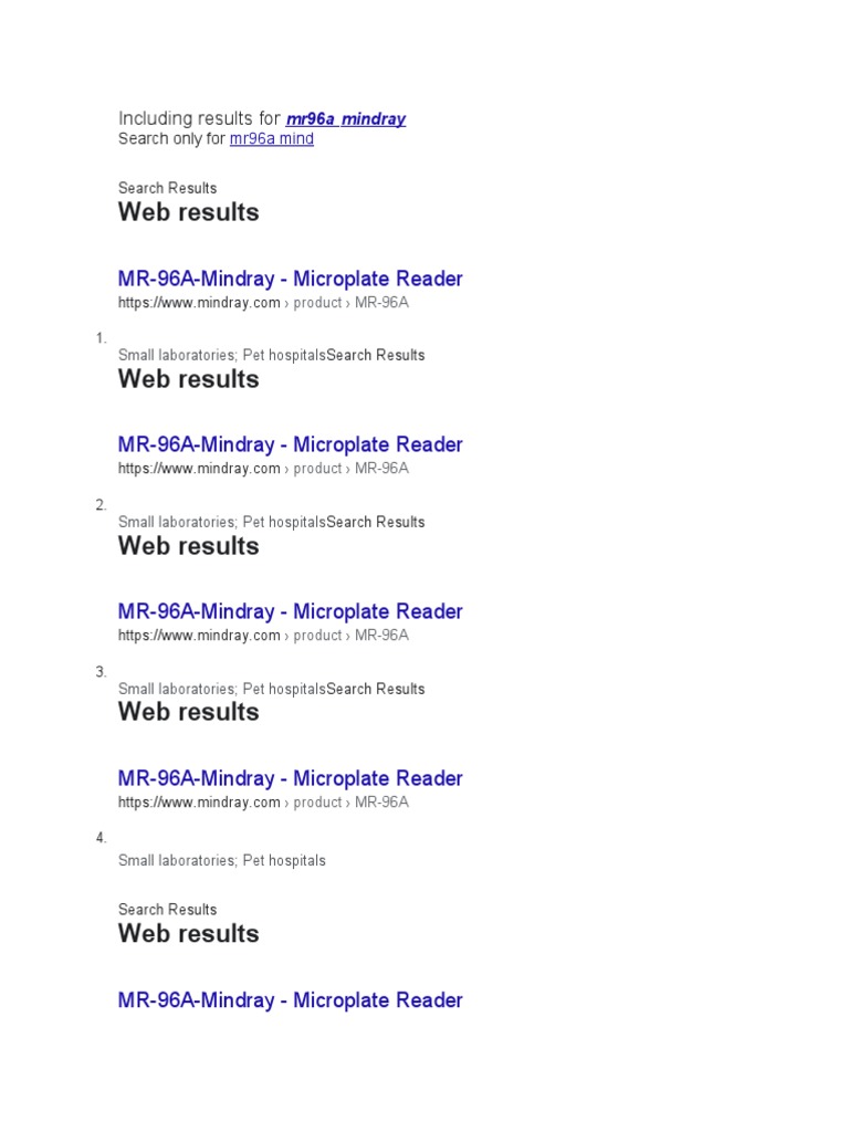 Web Results: MR-96A-Mindray - Microplate Reader | PDF | Equipment ...