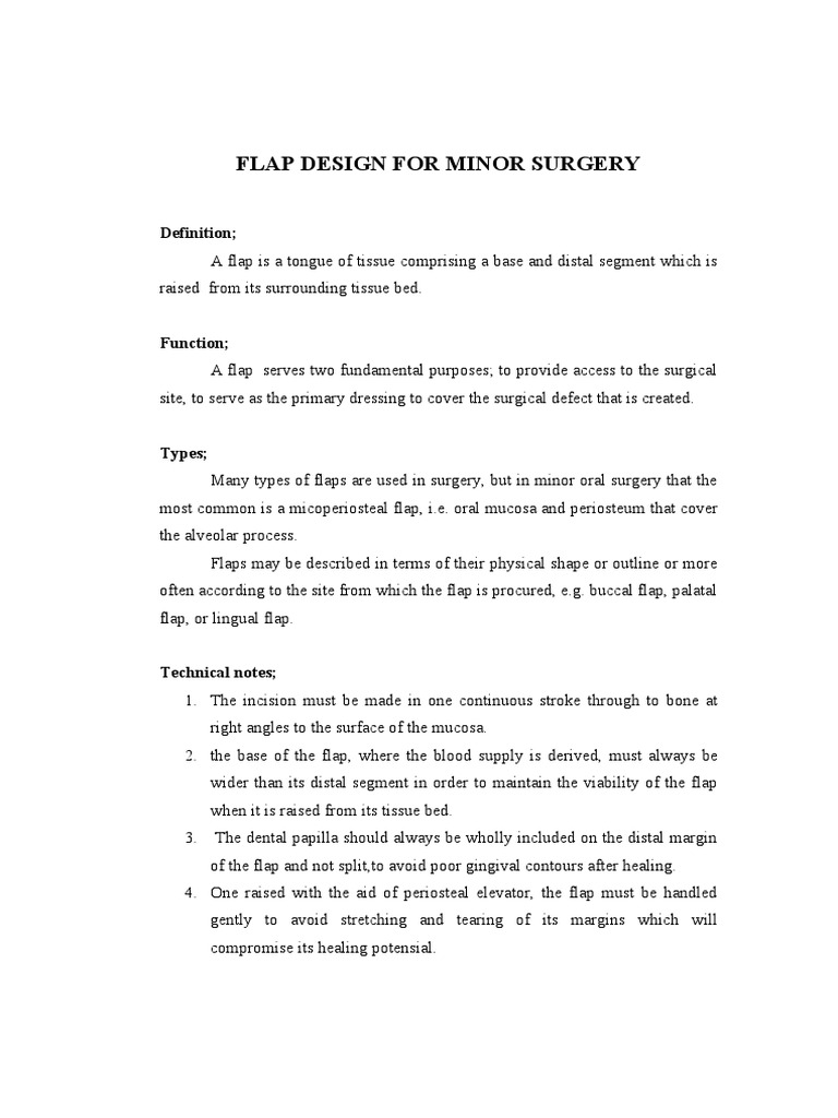 Flap Design For Minor Surgery | PDF | Dentistry | Mouth