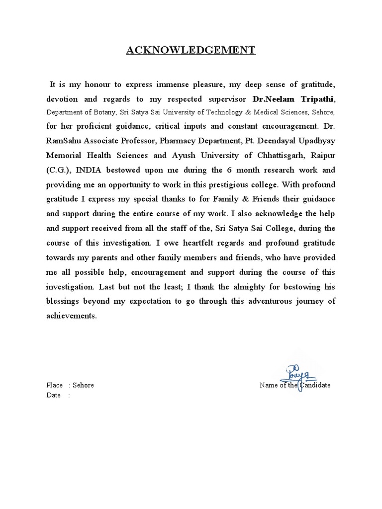 Acknowledging Guidance and Support for Aloe Vera Research | PDF