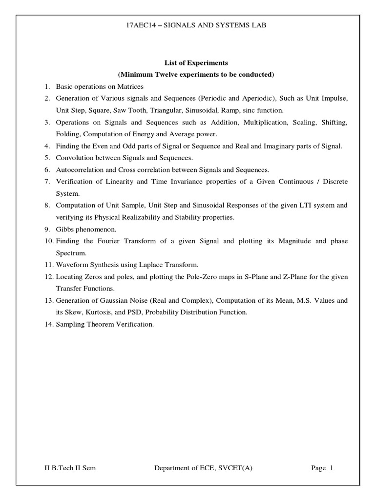 Analysis of Basic Operations on Signals and Sequences Using MATLAB ...