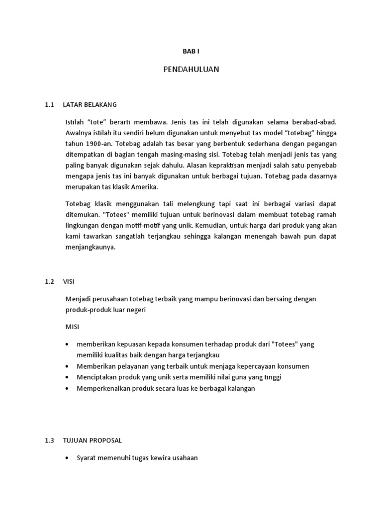 Contoh Proposal Wirausaha | PDF
