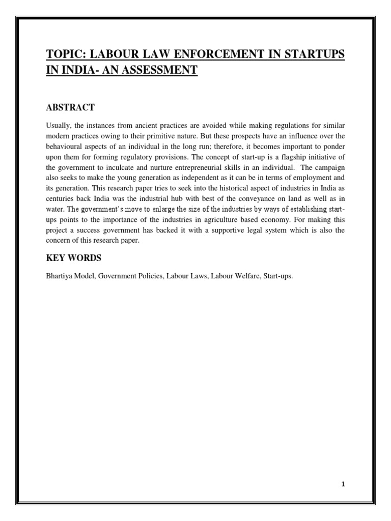 Labour Law Enforcement in Startups | PDF | Employment | Small Business ...