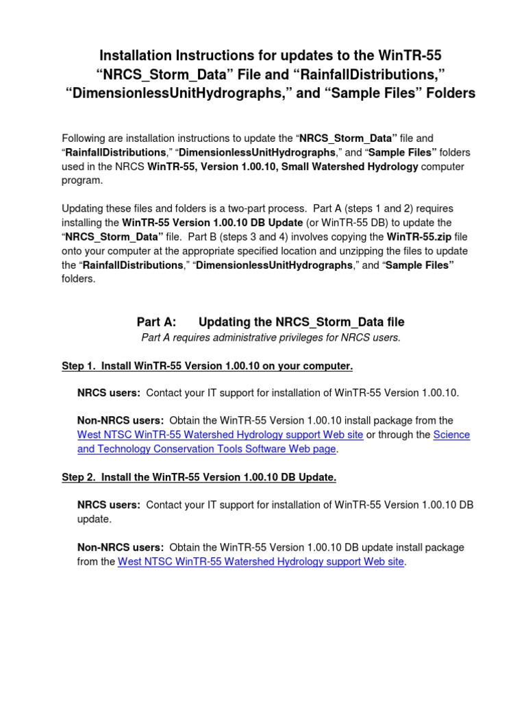 Instructions For Incorporating Updated Database Into WinTR-55 | PDF | Installation (Computer ...