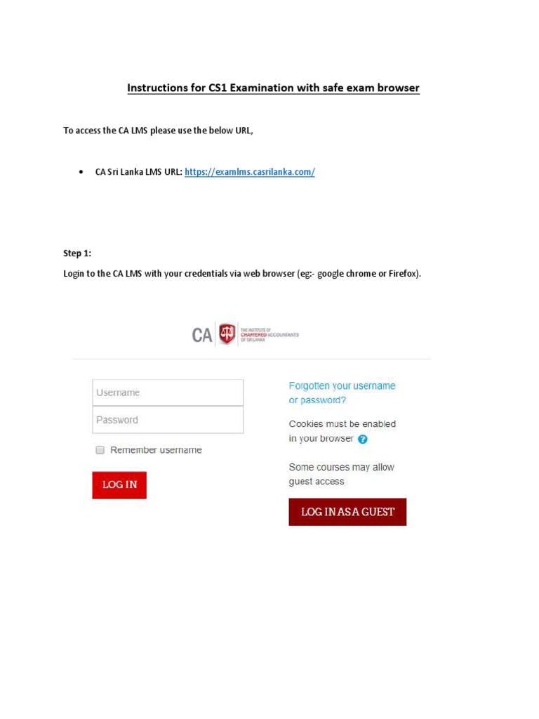 Instruction For CS1 Examination With Safe Exam Browser | PDF | Software ...