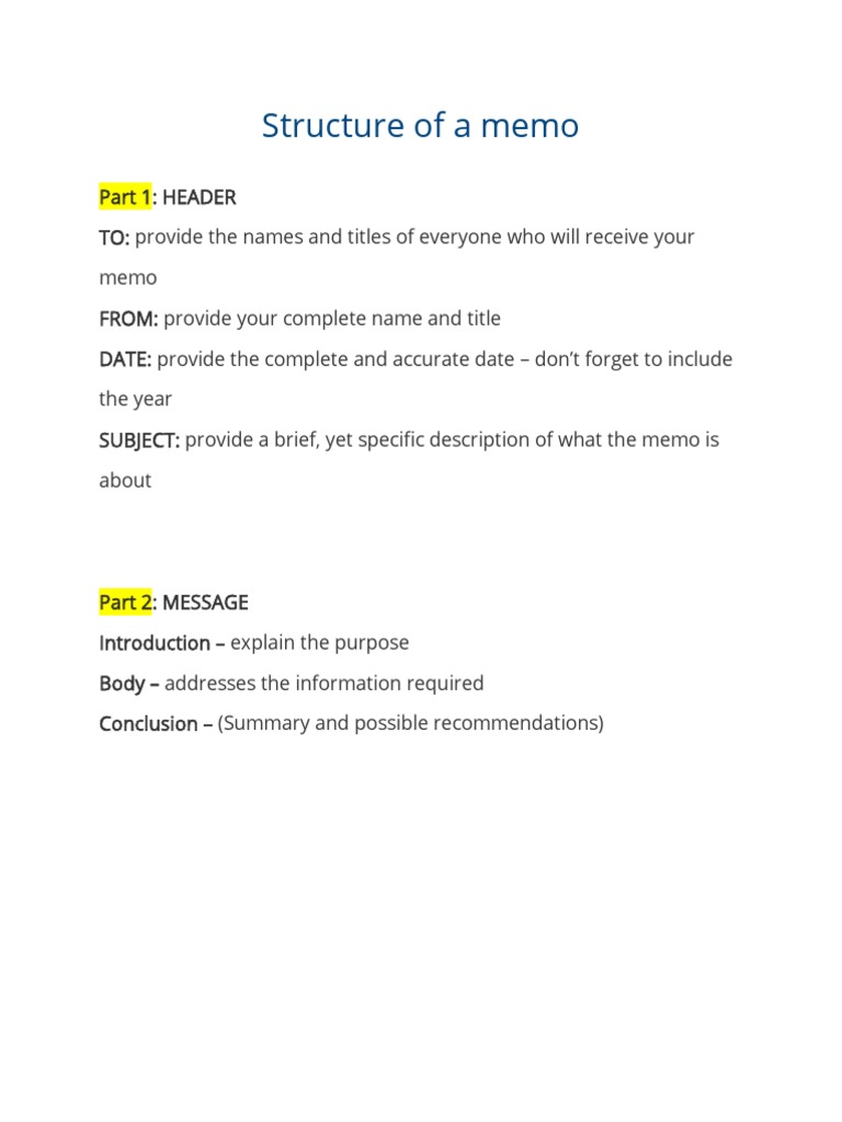 Structure of A Memo | PDF