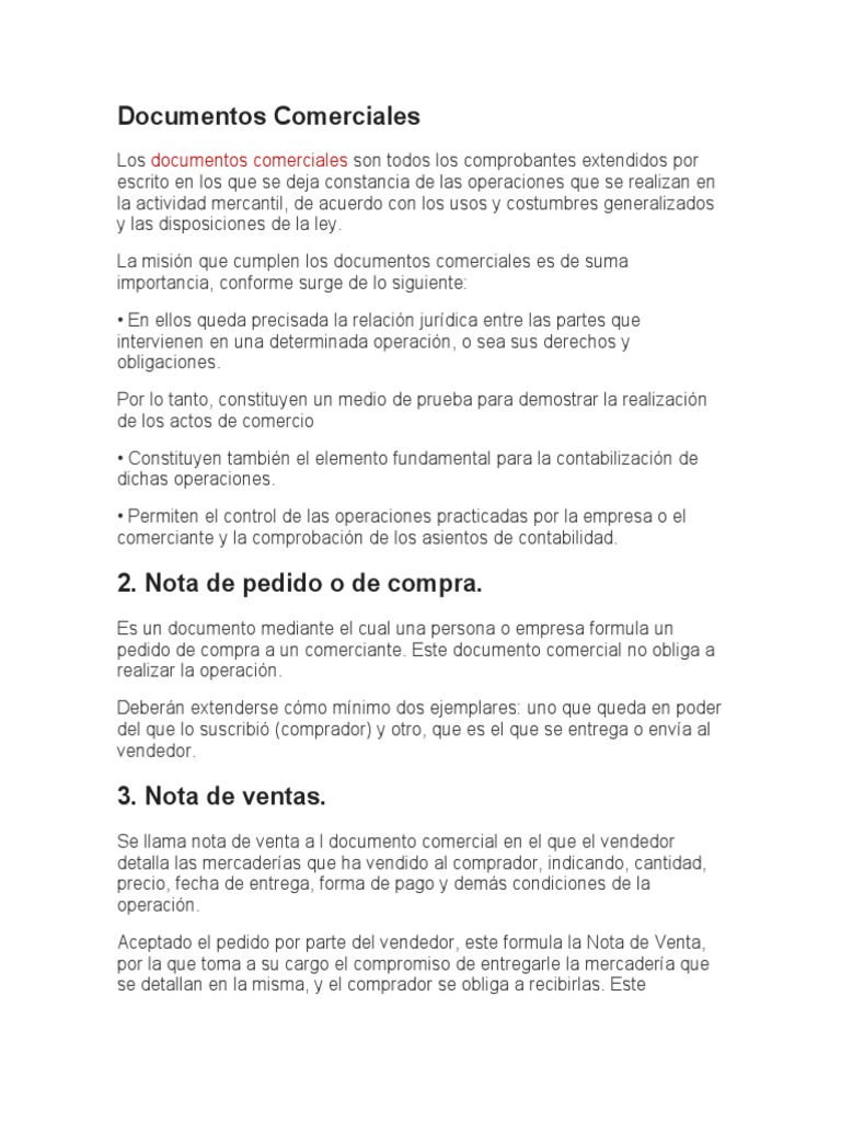 Documentos Comerciales | PDF | Negocios | Finanzas y dinero