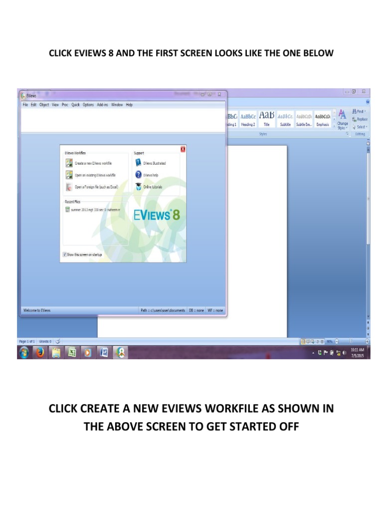 E Views Step by Step Guide | PDF