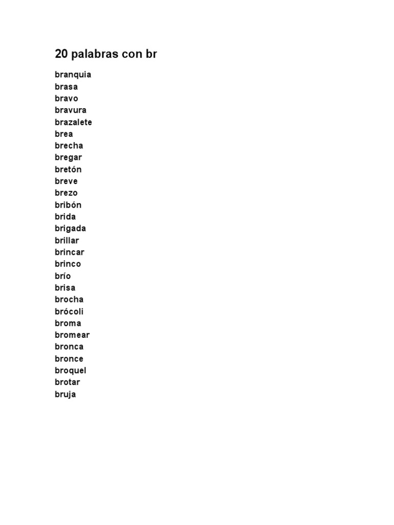 20 Palabras Con BR | PDF