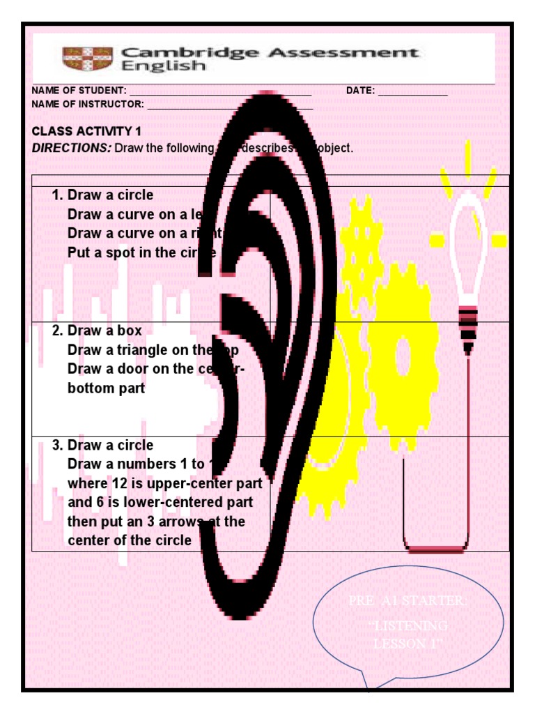 Elementary English Lesson Plan and Student Worksheets for Listening ...