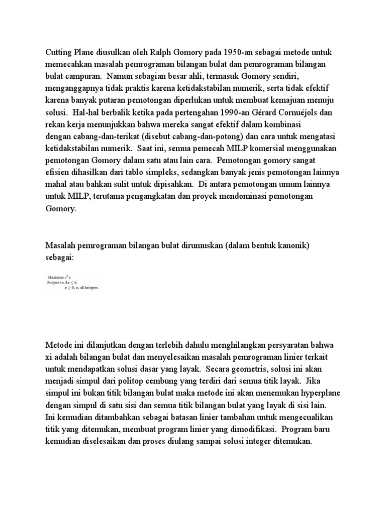 Sejarah Cutting Plane | PDF