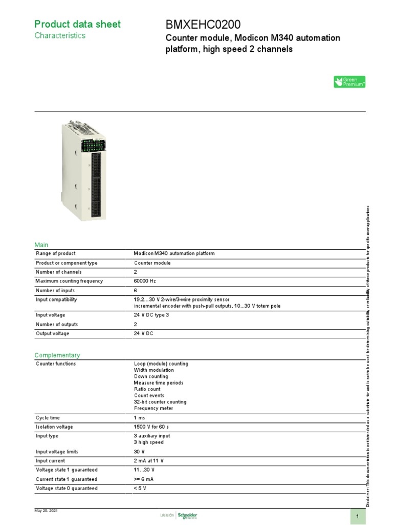Modicon X80 Modules - BMXEHC0200 | PDF | Power Supply | Electronics