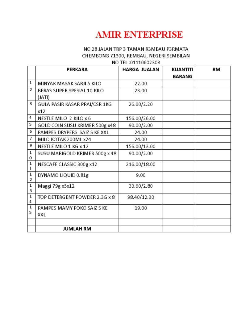 Barang Runcit 1 | PDF