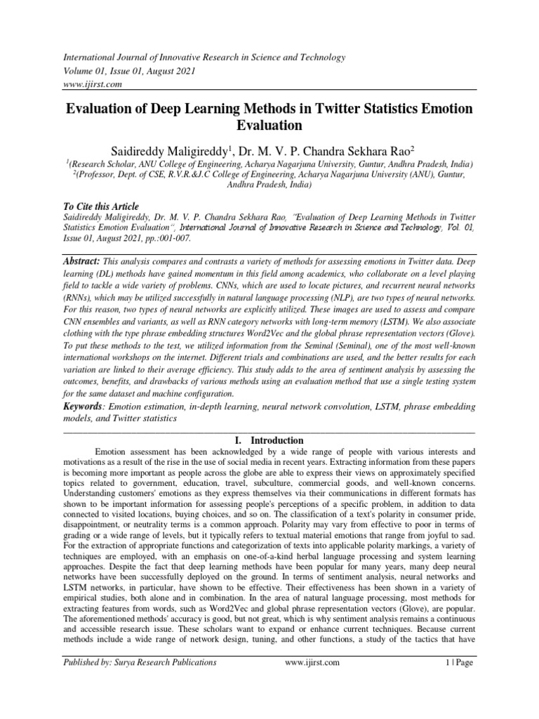 Evaluation of Deep Learning Methods in Twitter Statistics Emotion Evaluation | Descargar gratis ...