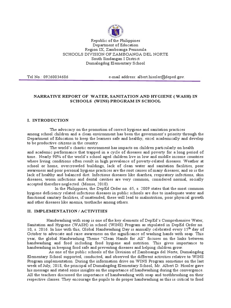 Wins Narrative Report | Download Free PDF | Hand Washing | Wash