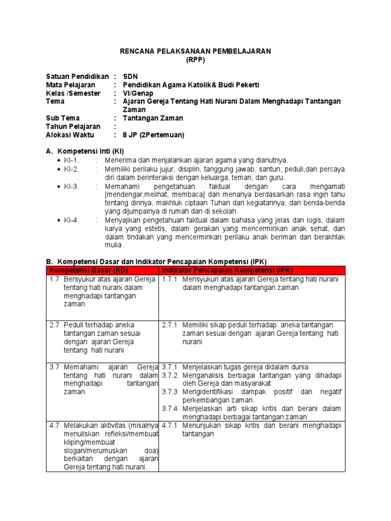 RPP. KD 3.7 Tantangan Zaman | PDF