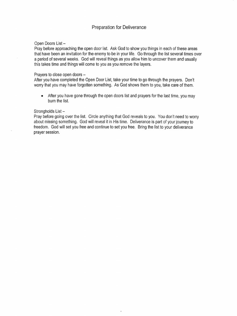 Deliverance Preparation Guide | PDF | Repentance | Deliverance Ministry