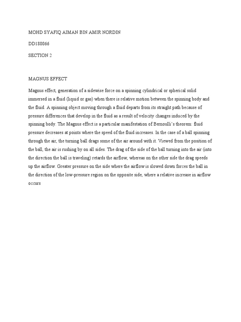 Magnus Effect | PDF