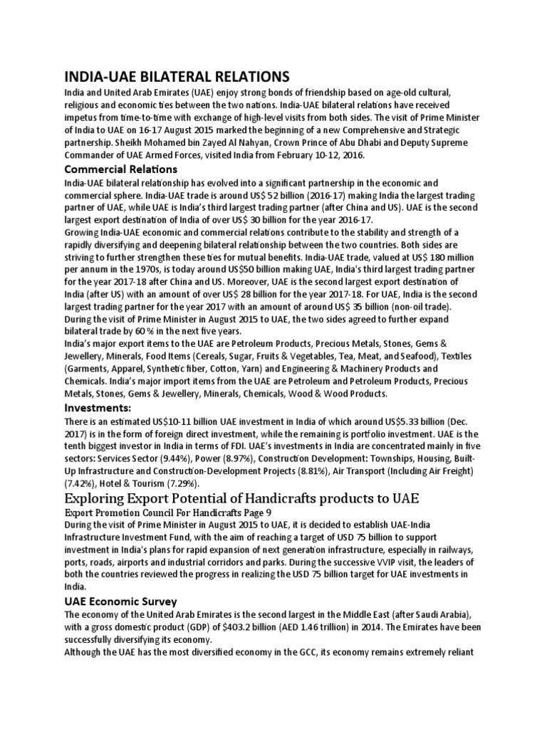 India - UAE Import Export Relation | PDF | United Arab Emirates ...
