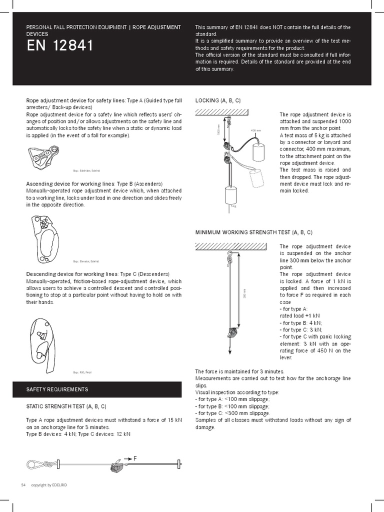 EN 12841 en | PDF | Rope | Anchor