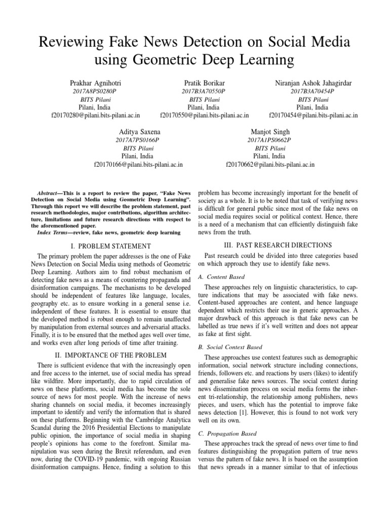 Fake News Detection via Geometric Deep Learning | PDF | Social Media ...
