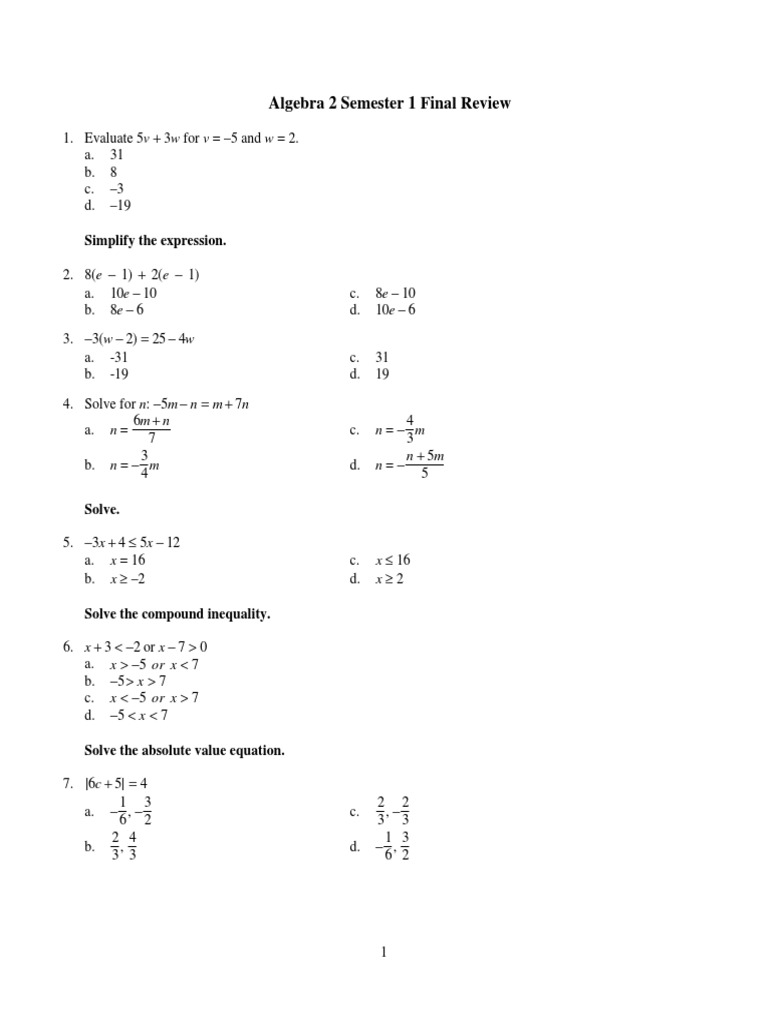 Algebra 2 Final Exam Prep | PDF | Function (Mathematics) | Mathematical ...