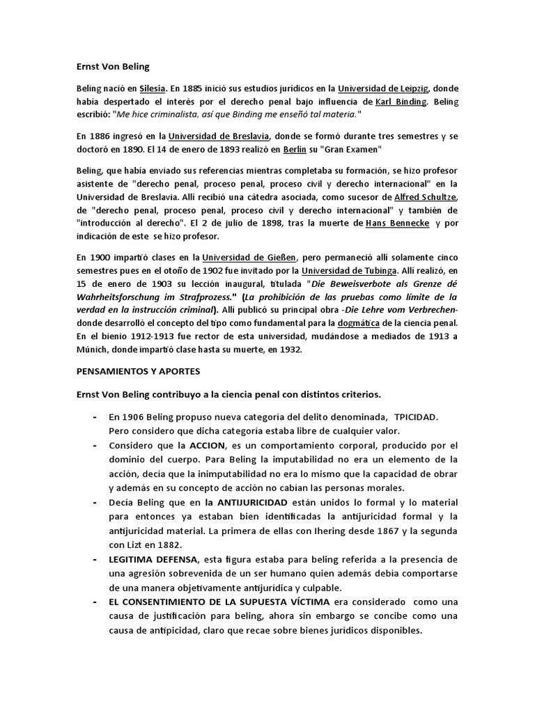 Ernst Von Beling | PDF | Derecho penal | Ley común