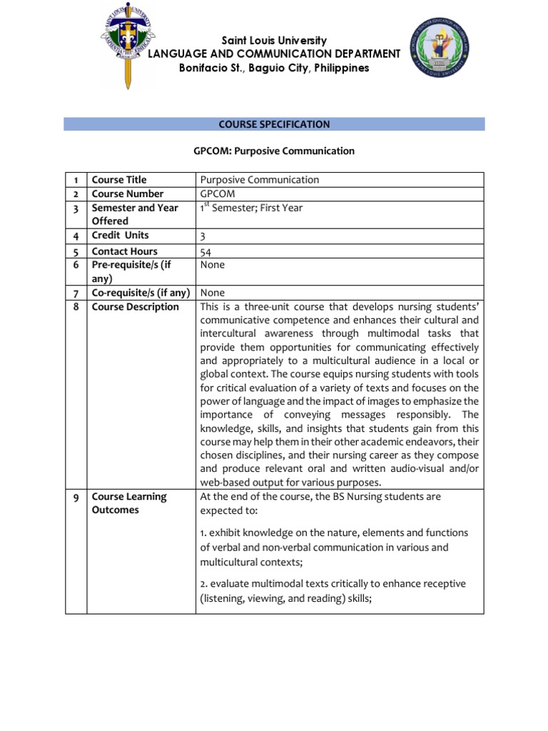 Purposive Communication Course Overview | PDF | Communication ...