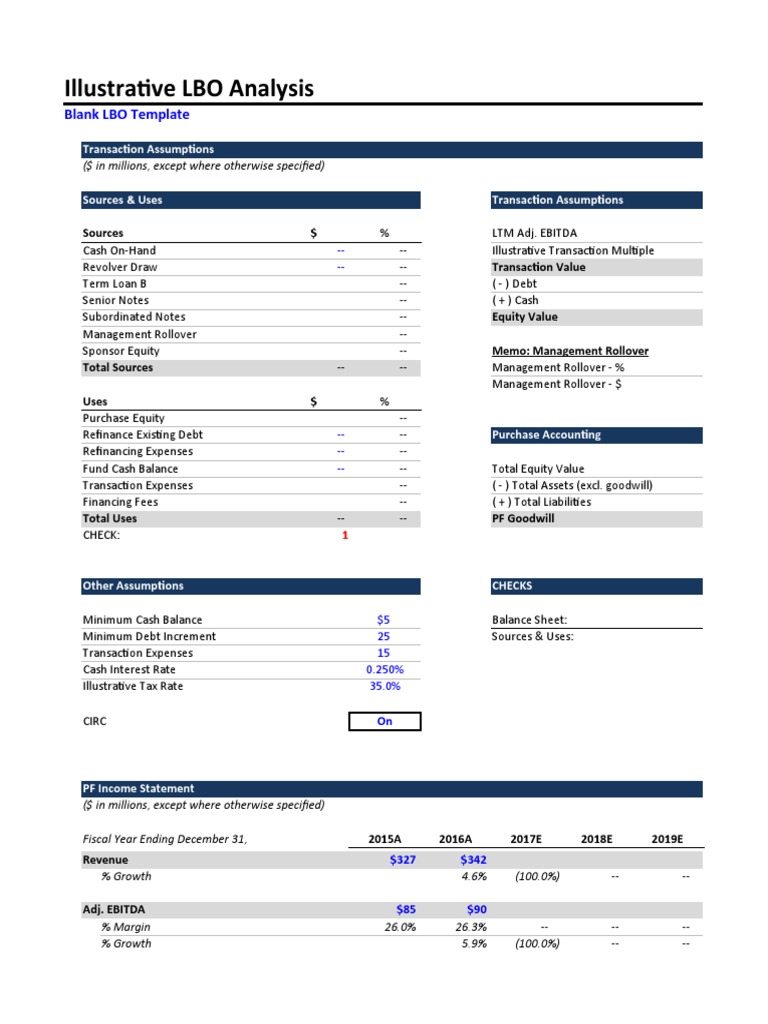 LBO Blank Template | PDF | Free Cash Flow | Equity (Finance)