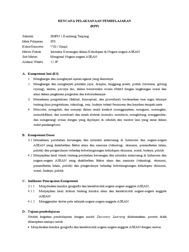 Contoh RPP Ips | PDF | Karier & Perkembangan