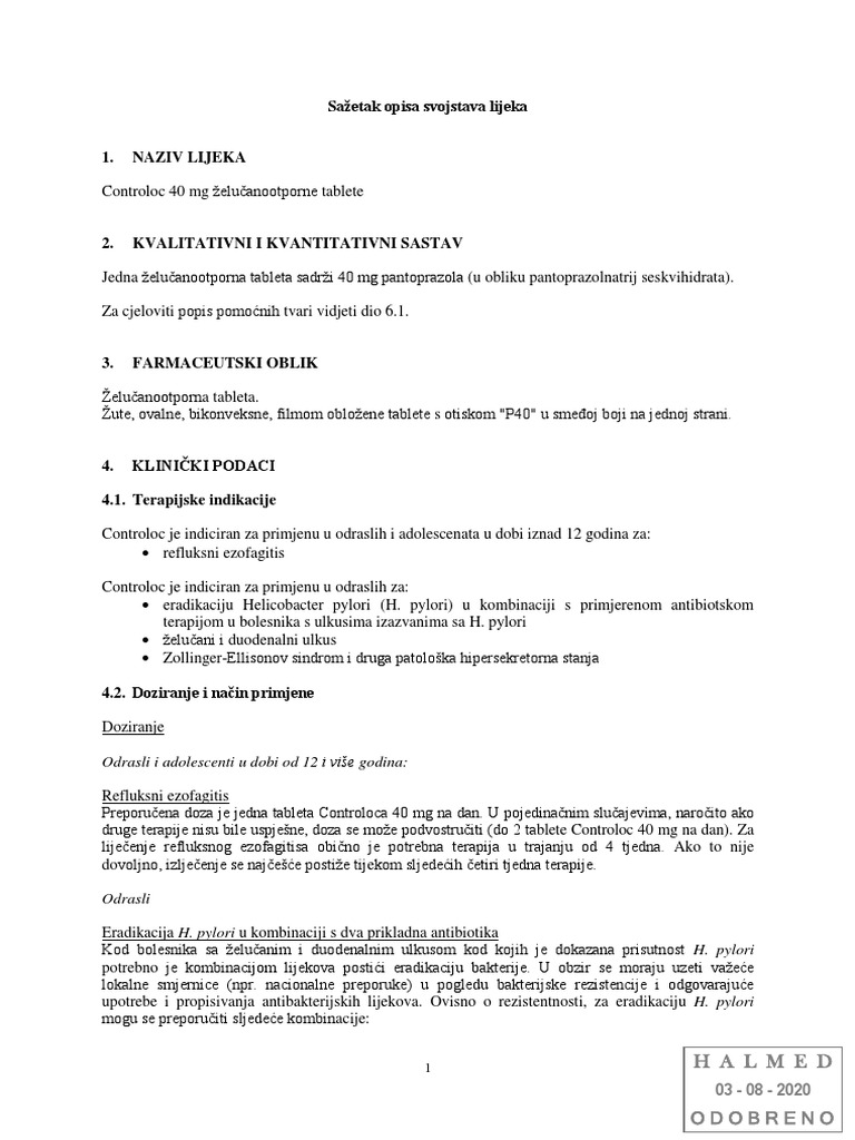 Controloc 40 MG SPC | PDF