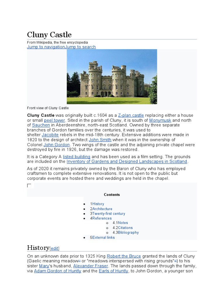 Cluny Castle: History | PDF