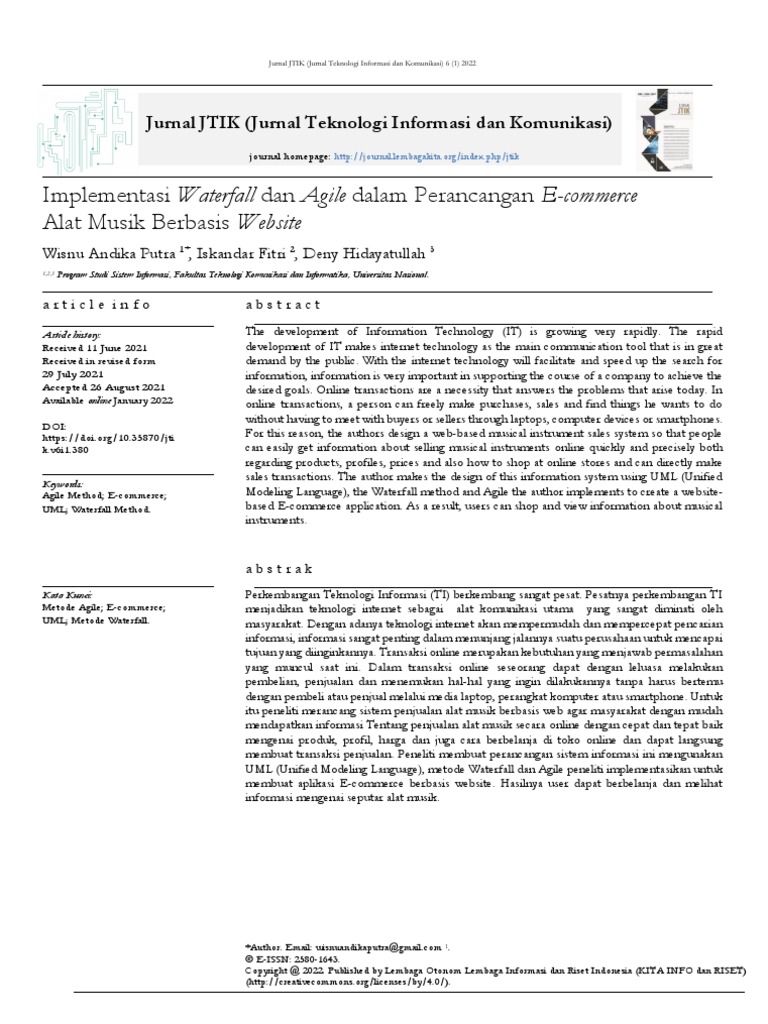 Implementasi Waterfall Dan Agile Dalam Perancangan E-Commerce Alat ...