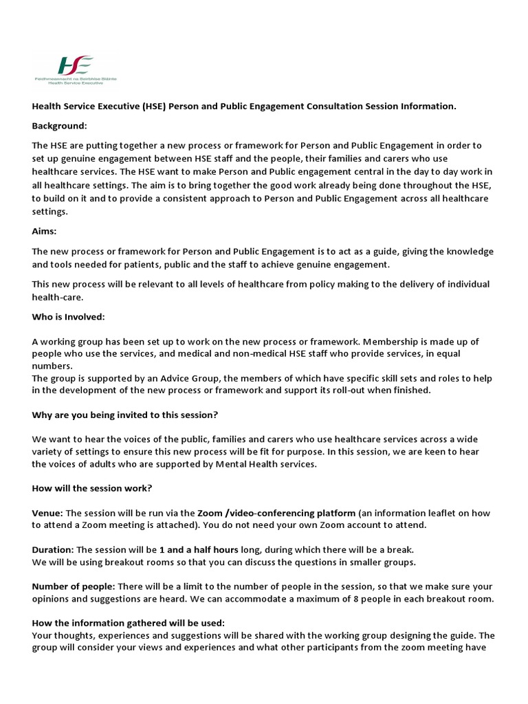 HSE Person and Public Engagement Session | PDF | Health Care | Health ...