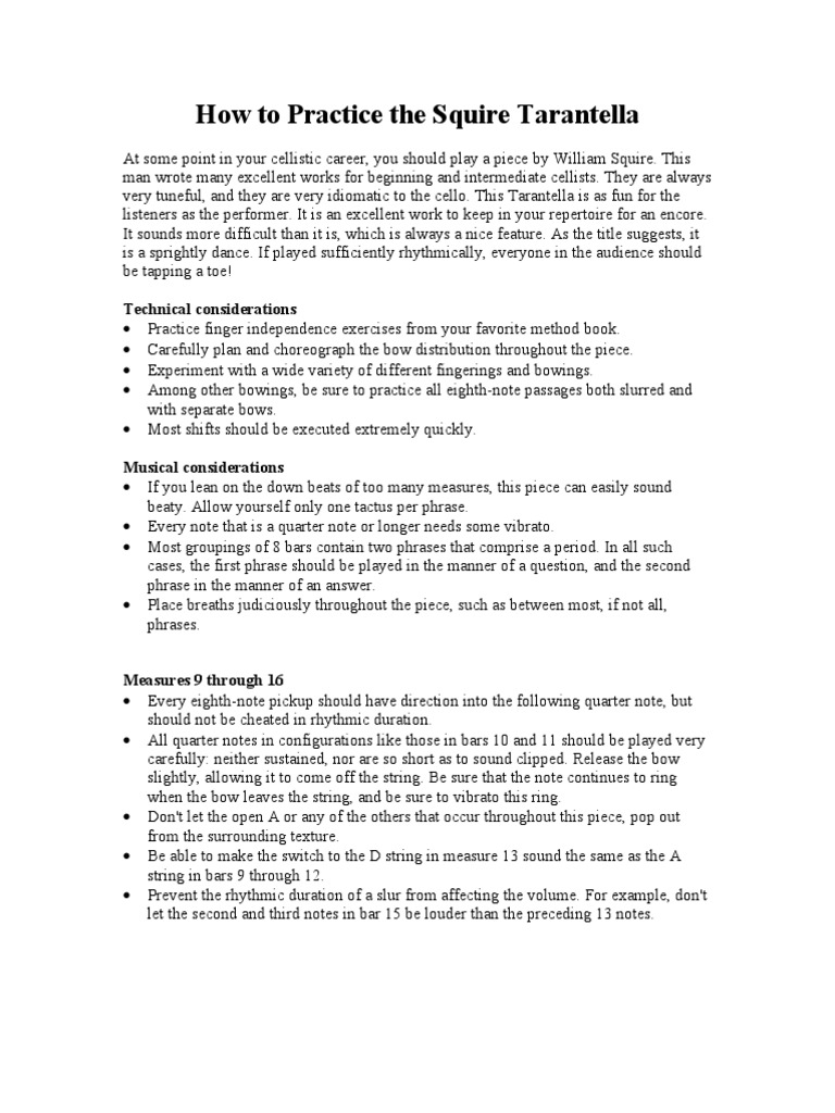 Practice the Squire Tarantella | PDF | String Instruments | Rhythm