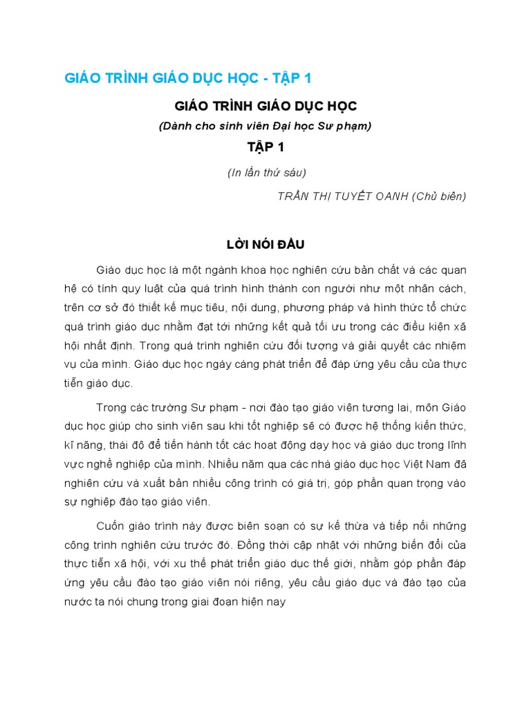 GIÁO TRÌNH GDH TẬP 1 - TRẦN THỊ TUYẾT OANH | PDF