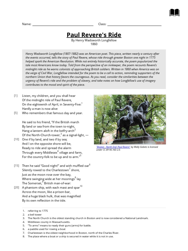 Paul Revere's Midnight Ride Explained | PDF