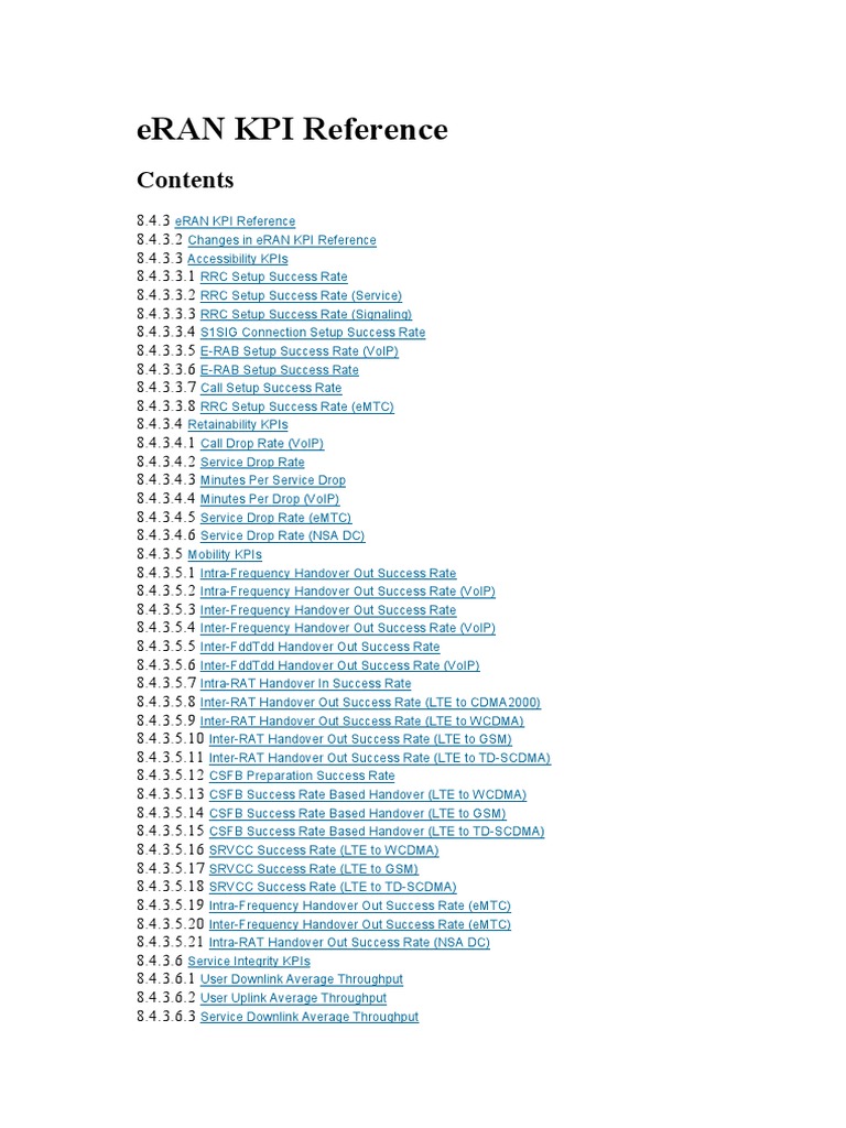 LTE Service KPI | PDF | Lte (Telecommunication) | Performance Indicator