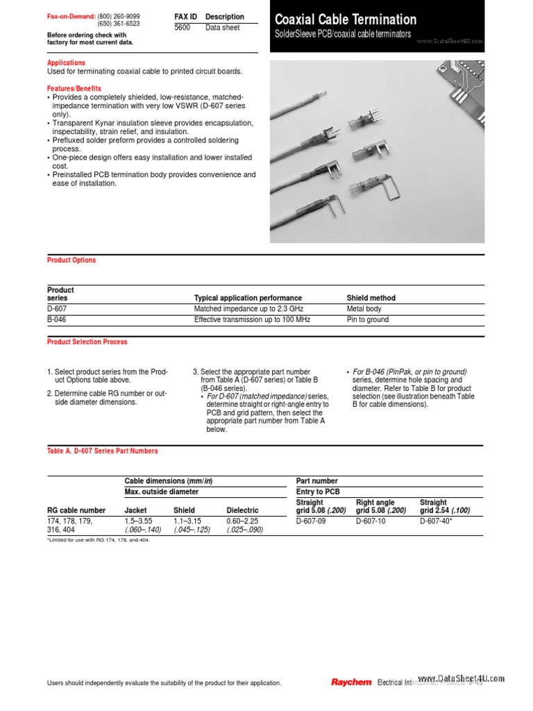Datasheet | PDF | Coaxial Cable | Printed Circuit Board