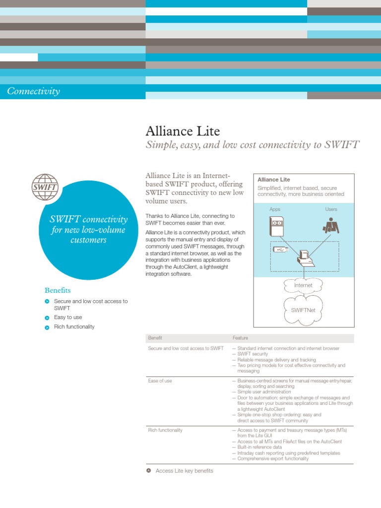 Alliance Lite: Simple, Easy, and Low Cost Connectivity To SWIFT | PDF ...