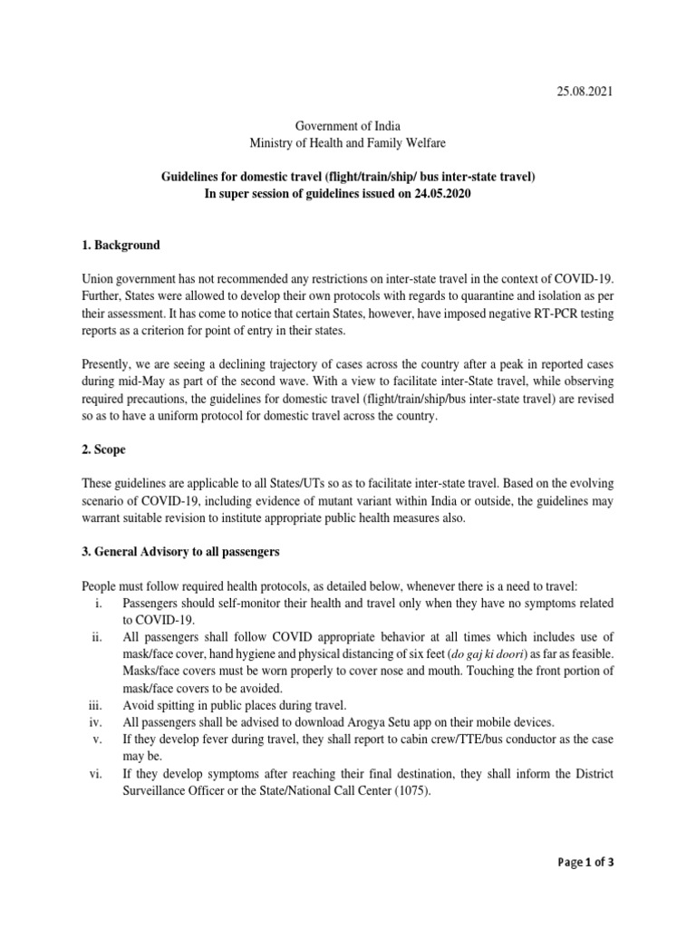 COVID-19 Domestic Travel Guidelines | PDF | Airport | Medicine