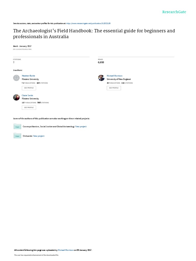 Archaeologist's Field Handbook Australia | PDF | Surveying | Archaeology