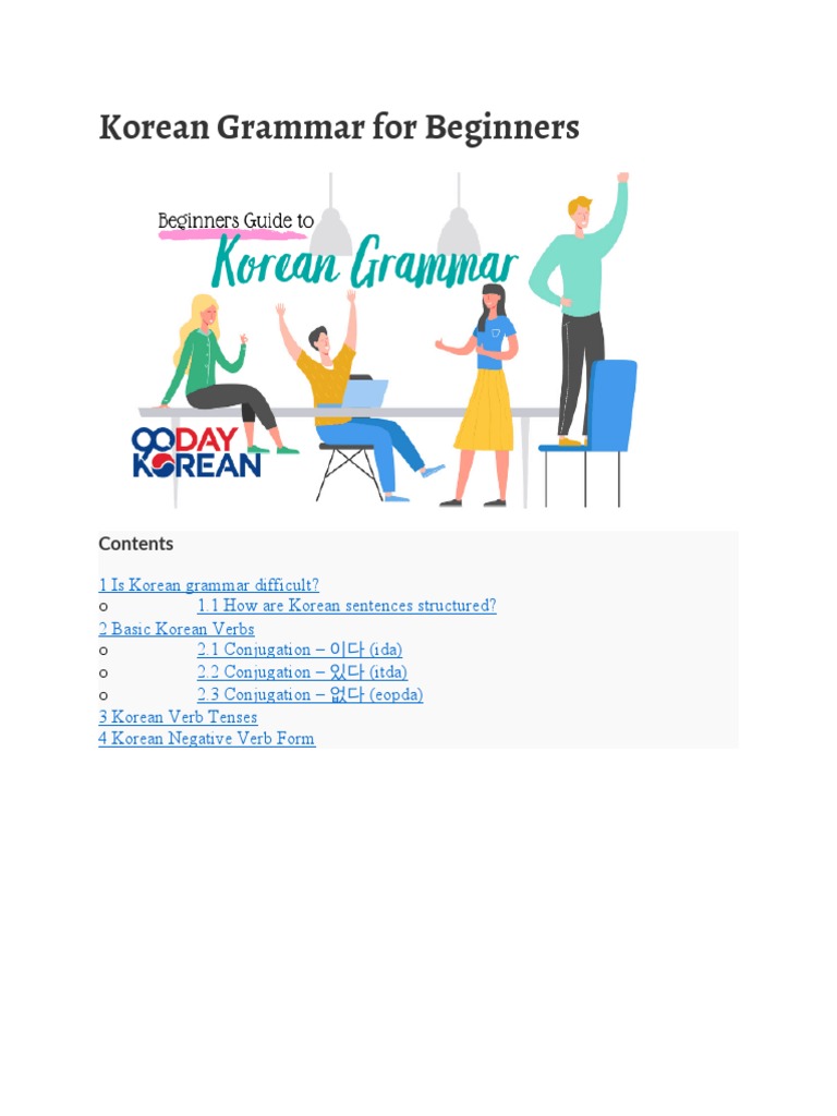 Korean Grammar Basics for Beginners | PDF | Korean Language | Verb