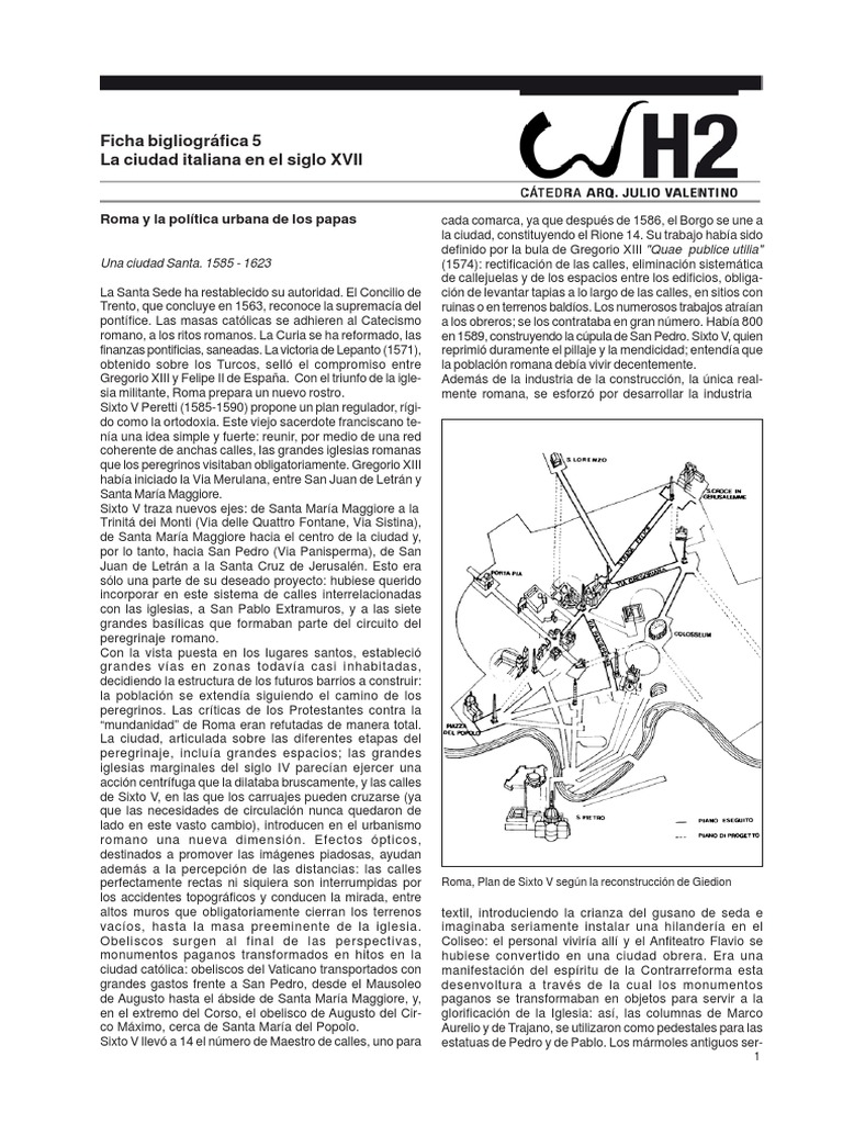 Plan de Sixto V en Roma (1585-1590) | PDF | Roma | Barroco