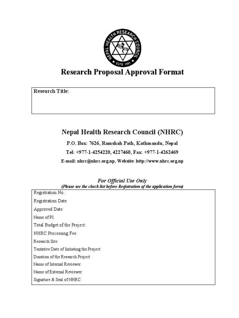 NHRC Approval Proposal Format | PDF | Institutional Review Board ...