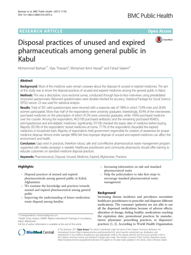 Disposal Practices of Unused and Expired | PDF | Pharmacy | Waste ...