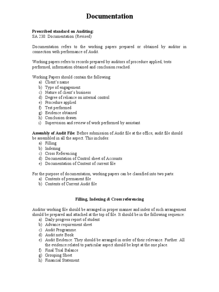Working Papers, Audit File, Indexing Etc. | PDF | Audit | Business